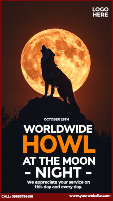 Worldwide Howl at the Moon Night Ad Template | PosterMyWall