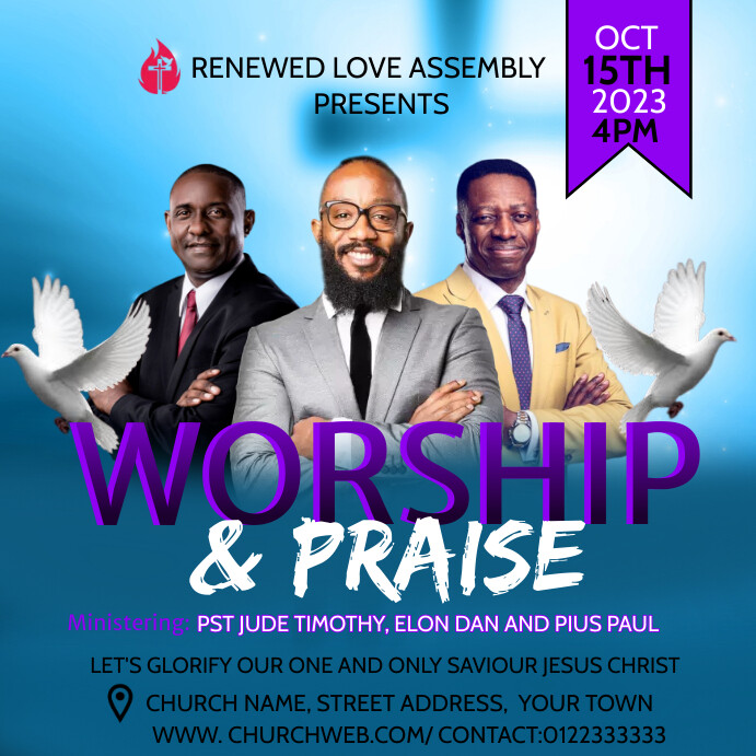 Plantilla de WORSHIP AND PRAISE | PosterMyWall