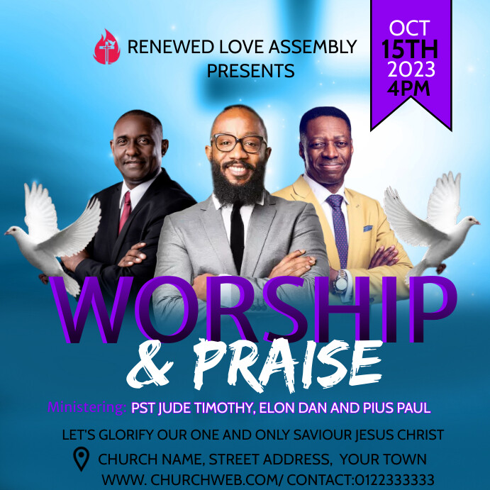 Plantilla de WORSHIP AND PRAISE | PosterMyWall