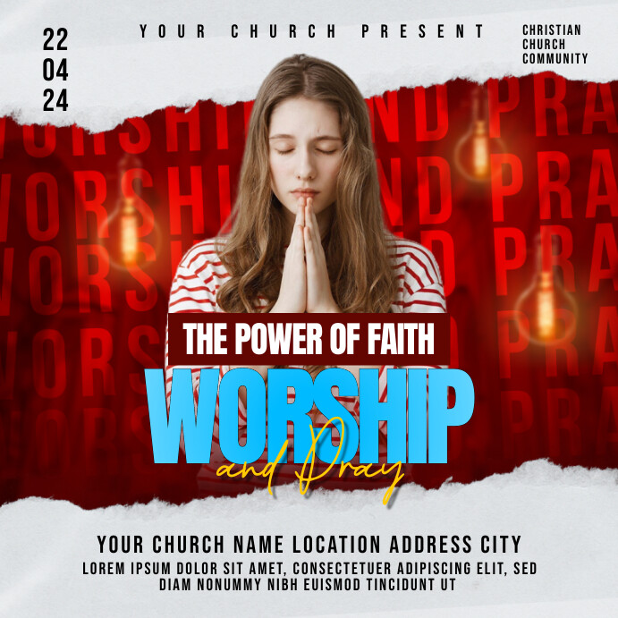 Modèle Worship and Pray Church Service Instagram Pos | PosterMyWall