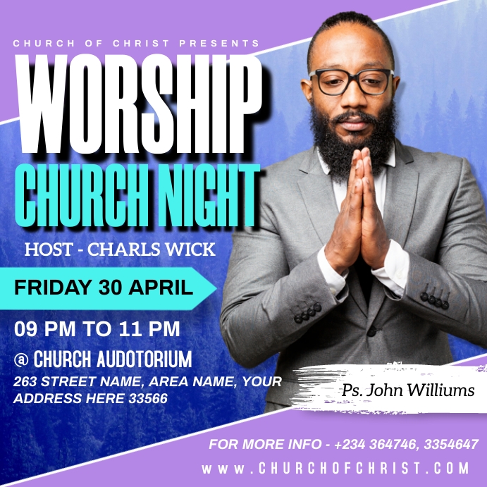 Worship church night Template | PosterMyWall