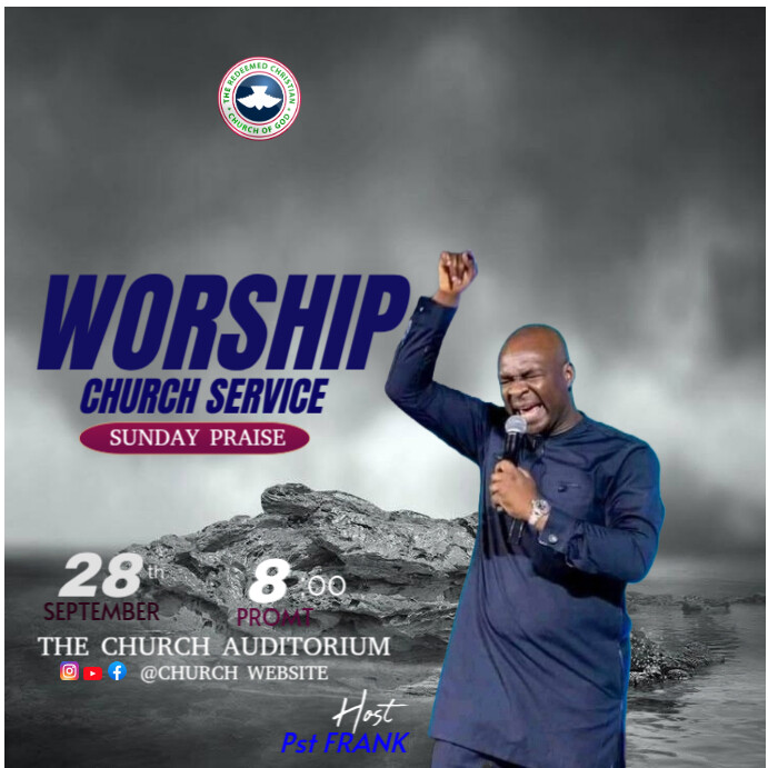 WORSHIP CHURCH SERVICE Template | PosterMyWall