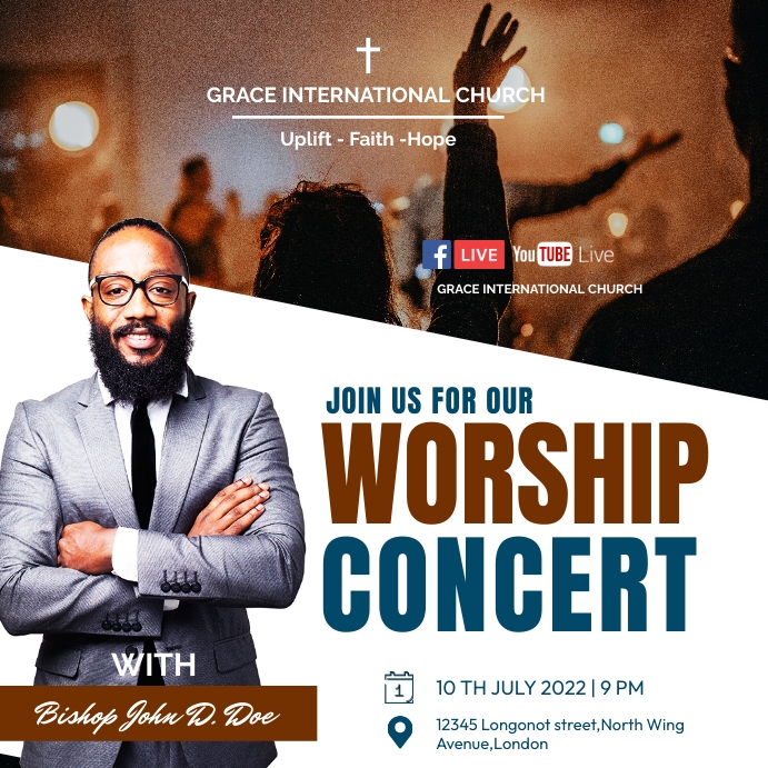 WORSHIP CONCERT FLYER Template | PosterMyWall