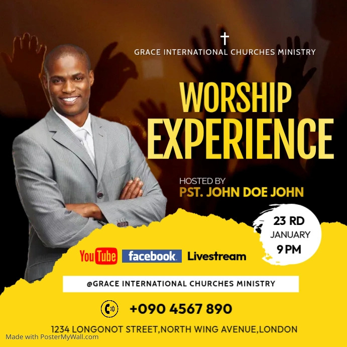 WORSHIP EXPERIENCE FLYER Template | PosterMyWall