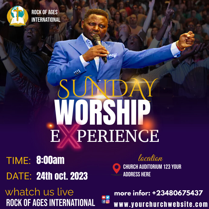 WORSHIP EXPERIENCE FLYER TEMPLATE | PosterMyWall
