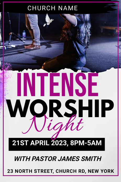 Worship night, intense worship, worship event Template | PosterMyWall