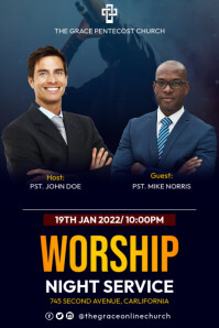 Church Worship NIght Poster Template | PosterMyWall