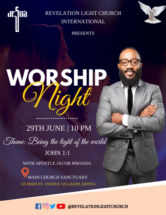 WORSHIP NIGHT FLYER Template | PosterMyWall