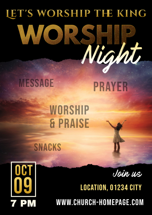 Worship Night Flyer Poster Template | PosterMyWall