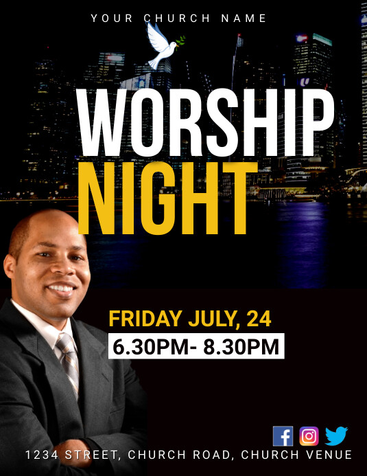 Worship Night Flyer Template | PosterMyWall