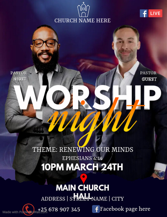 Worship Night Poster Template | PosterMyWall