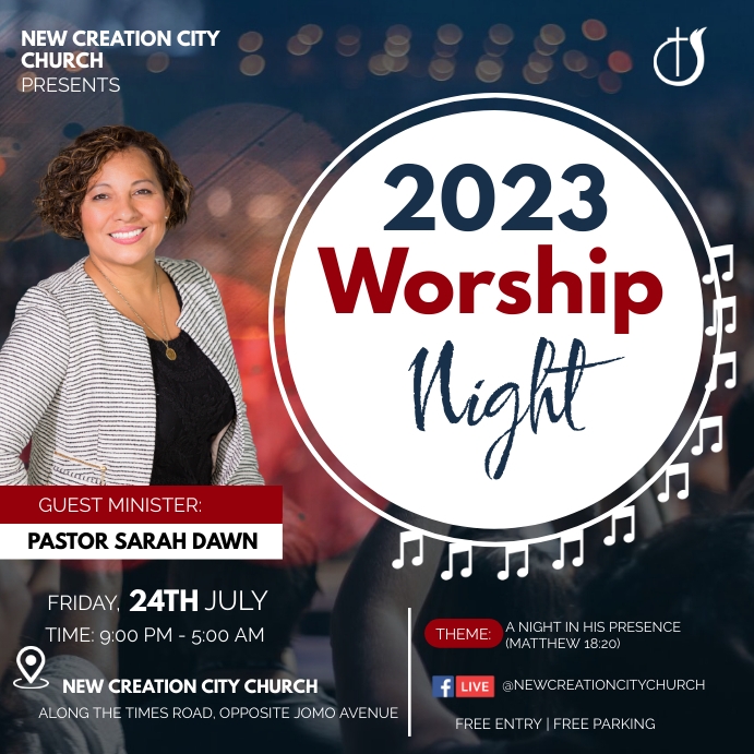 WORSHIP NIGHT POSTER Template | PosterMyWall