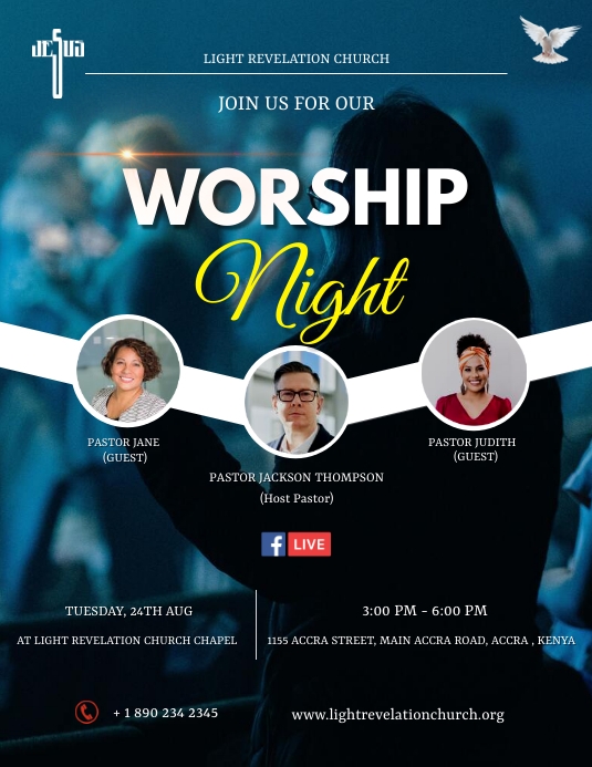 WORSHIP NIGHT POSTER Template | PosterMyWall