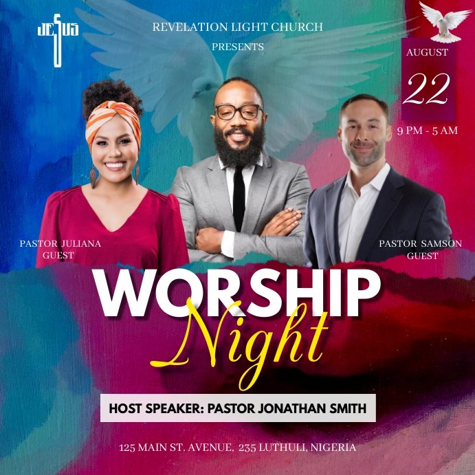 WORSHIP NIGHT POSTER Template | PosterMyWall