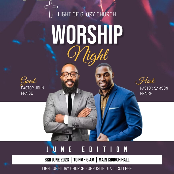 WORSHIP NIGHT POSTER Template | PosterMyWall