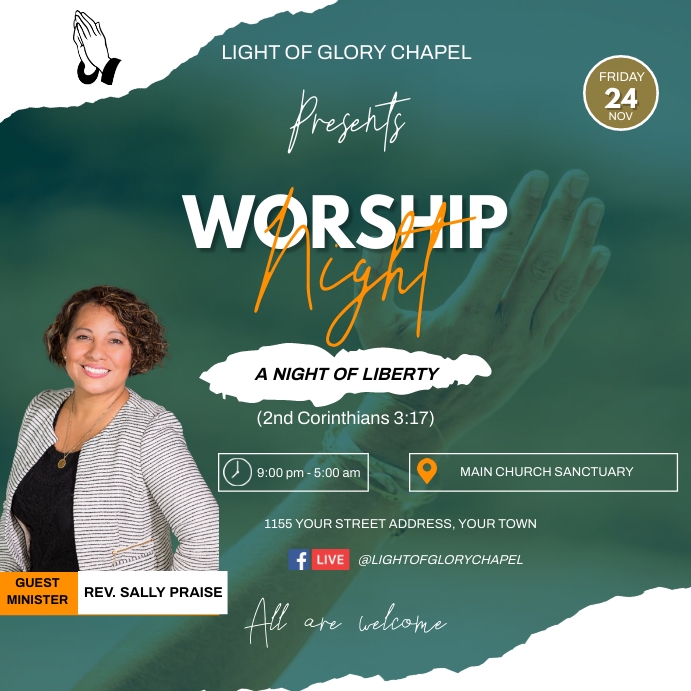 WORSHIP NIGHT POSTER Template | PosterMyWall