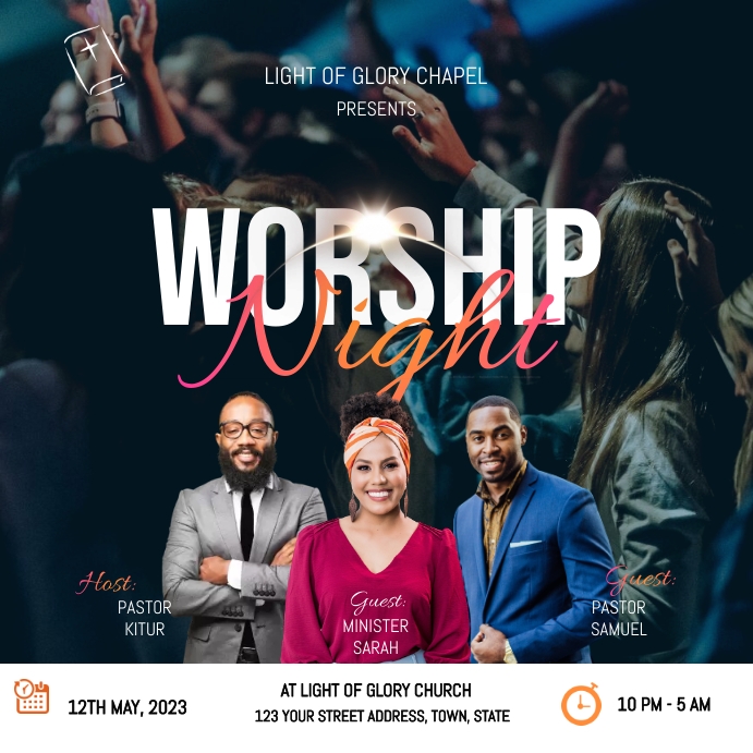 WORSHIP NIGHT POSTER Templat | PosterMyWall