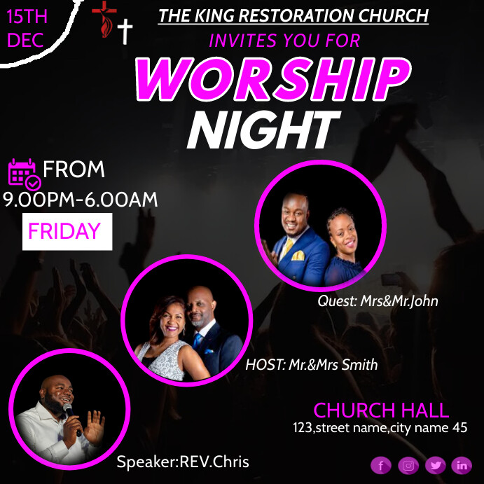 worship night poster template | PosterMyWall