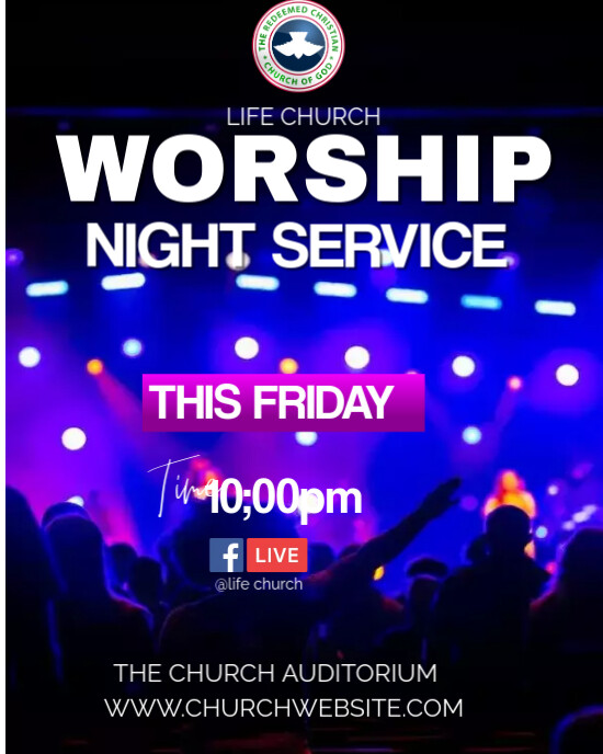 WORSHIP NIGHT SERVICE Template | PosterMyWall