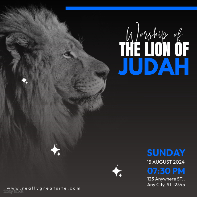 Plantilla de WORSHIP OF THE LION OF JUDAH | PosterMyWall