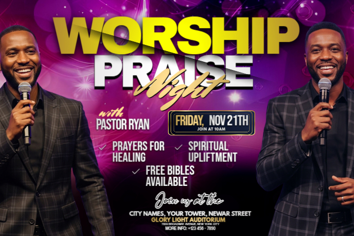 Plantilla de Worship Praise Night | PosterMyWall