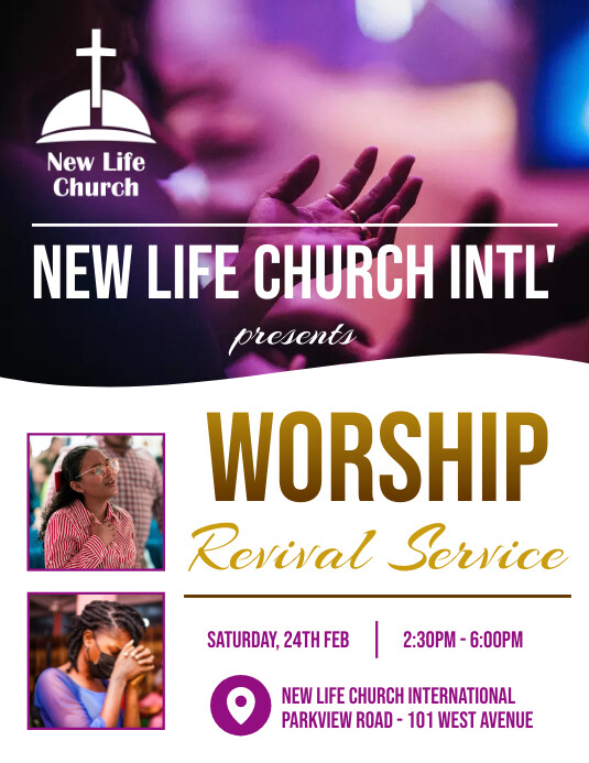 worship revival service poster Template | PosterMyWall