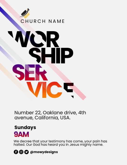 Worship Service Church Flyer Template | PosterMyWall