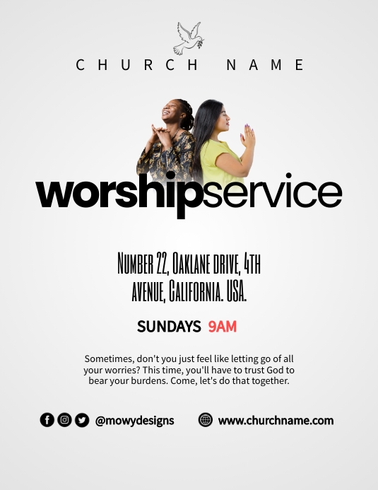 Worship Service Church Flyer Template | PosterMyWall