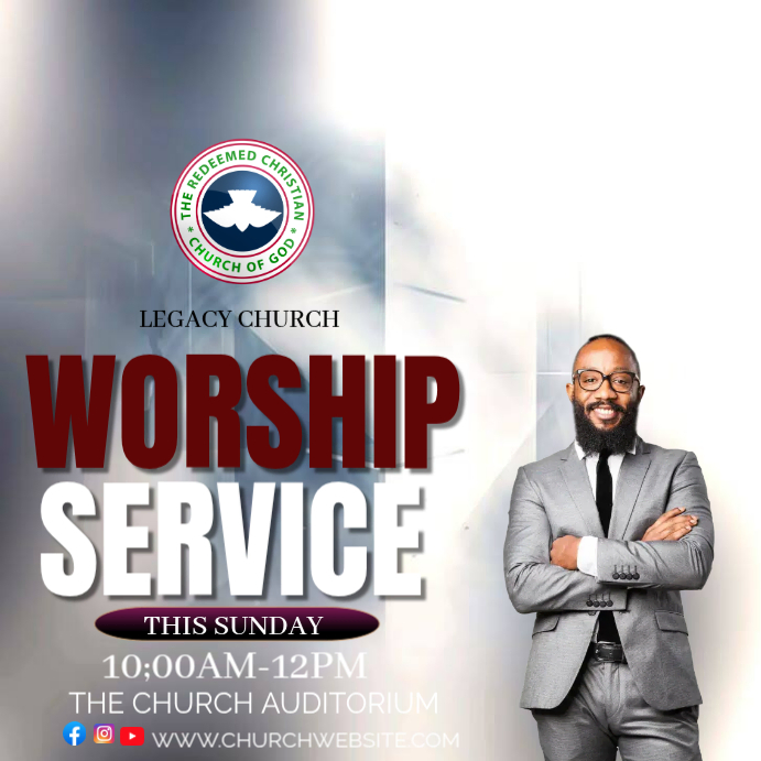WORSHIP SERVICE Template | PosterMyWall