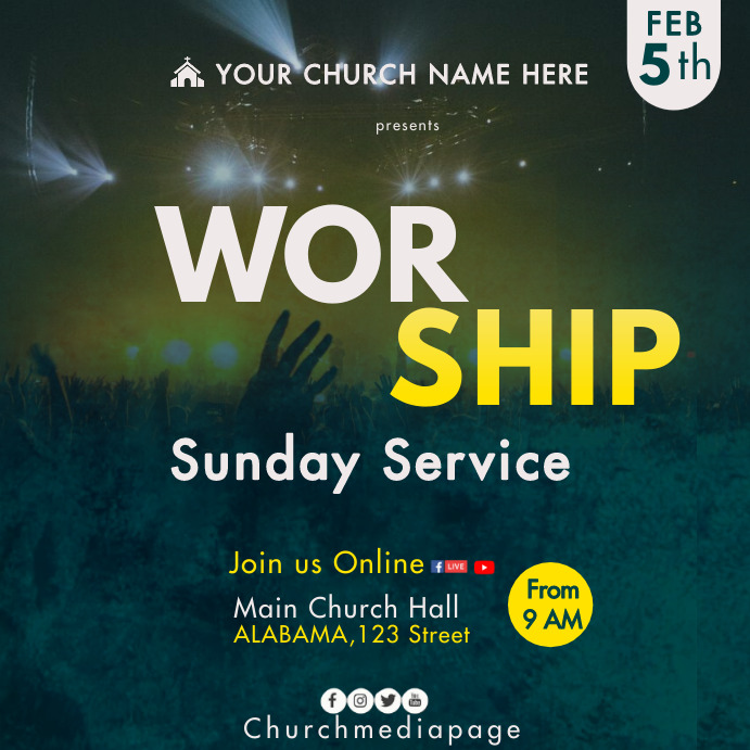 Worship Service Template | PosterMyWall