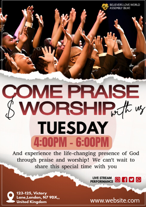 Worship Service Template | PosterMyWall