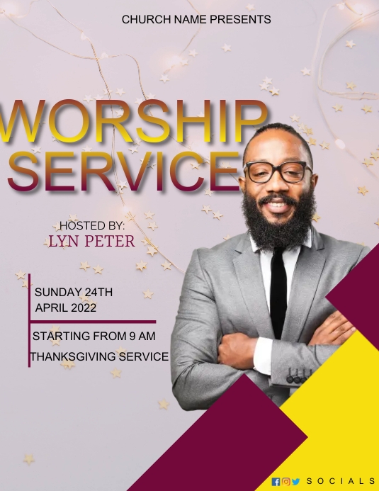 Worship service flyer Template | PosterMyWall