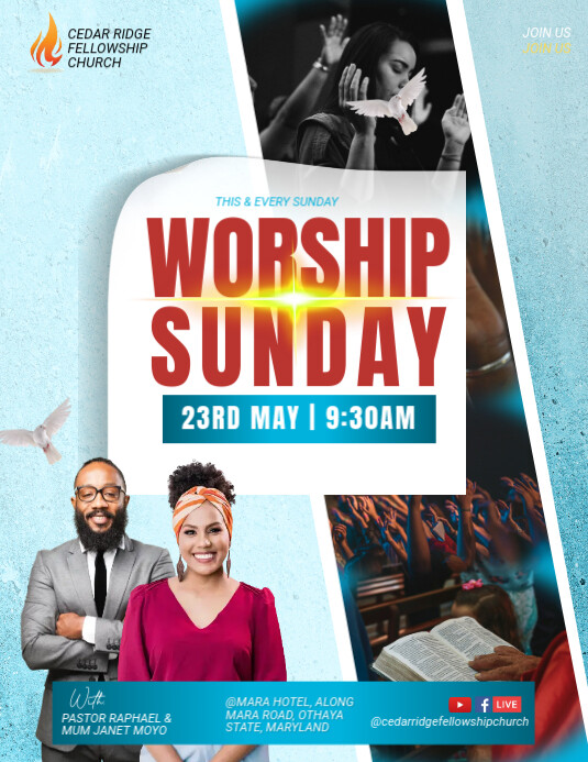 Worship Sunday Poster Template | PosterMyWall