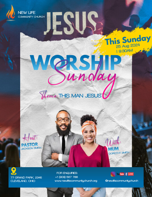 Worship Sunday poster Templat | PosterMyWall