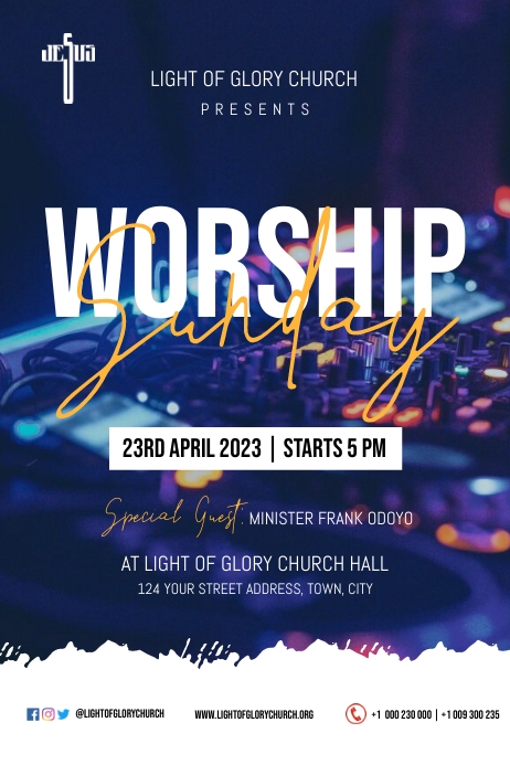 WORSHIP SUNDAY POSTER Template | PosterMyWall