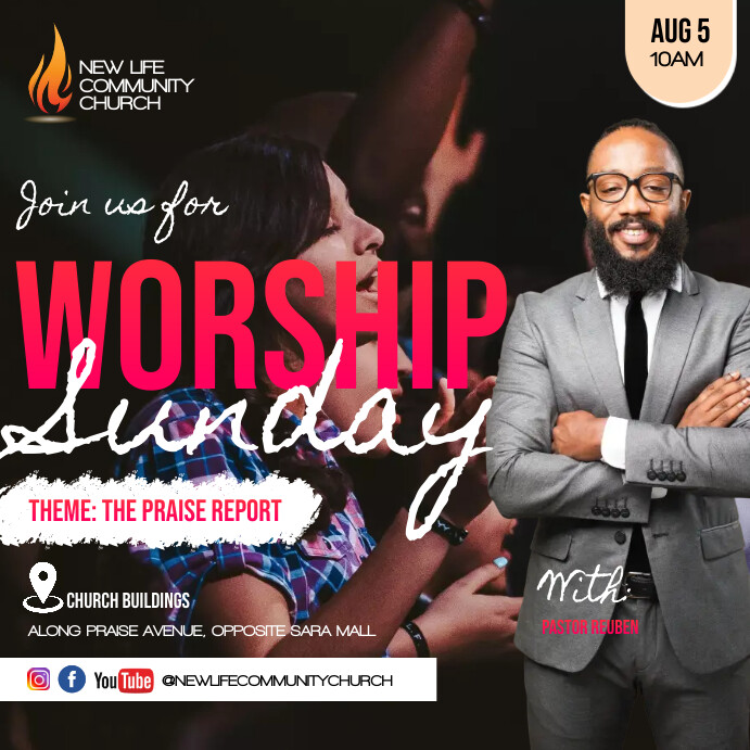 Worship Sunday Poster Template | PosterMyWall