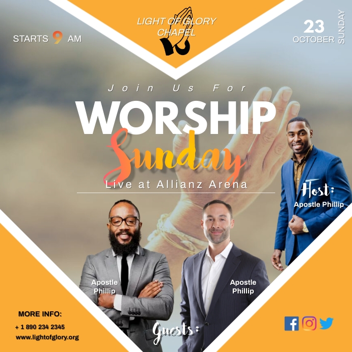 WORSHIP Sunday Poster Template | PosterMyWall