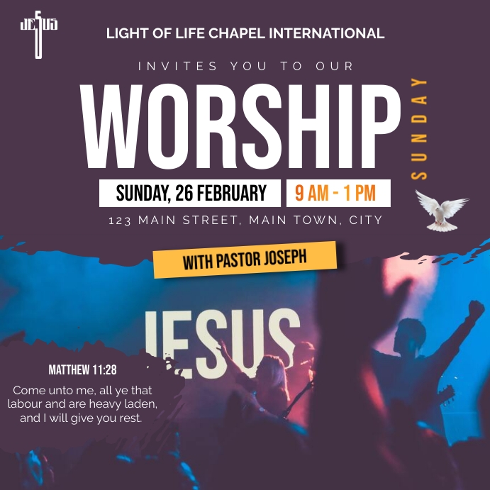 Worship Sunday poster Template | PosterMyWall