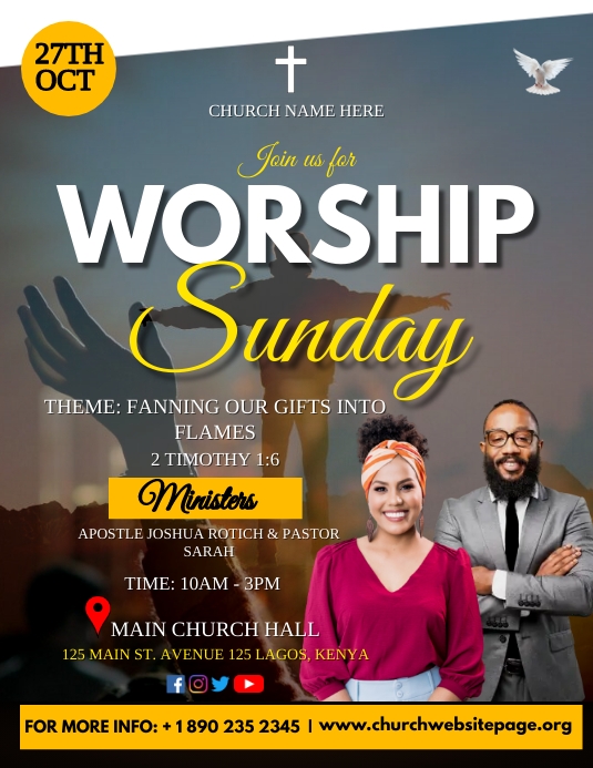 Worship Sunday poster Template | PosterMyWall