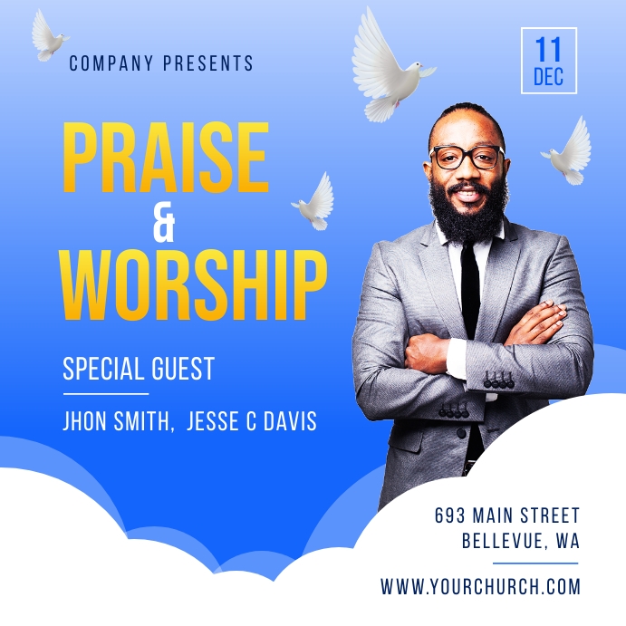 Worship Sunday Service Banner Template | PosterMyWall