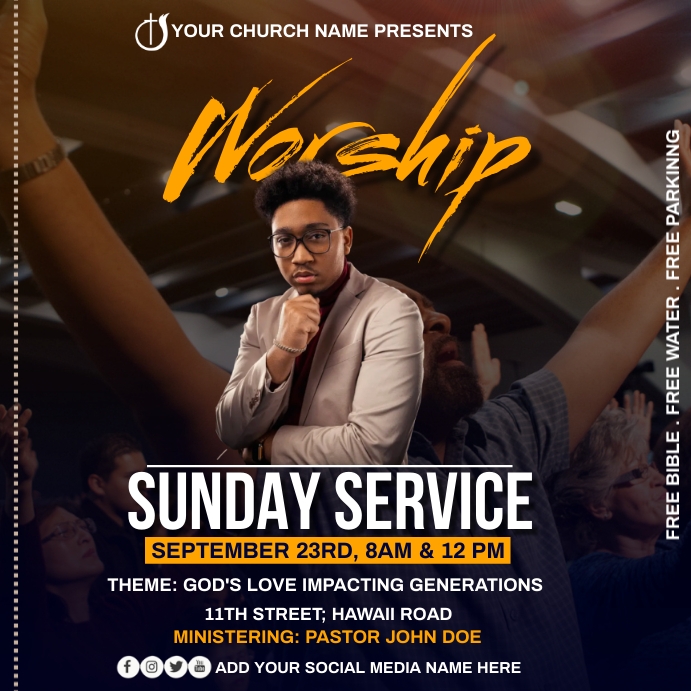 Copy of worship sunday service | PosterMyWall