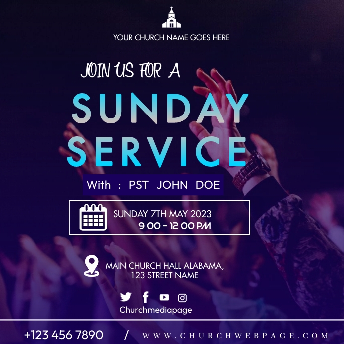 worship sunday service Template | PosterMyWall