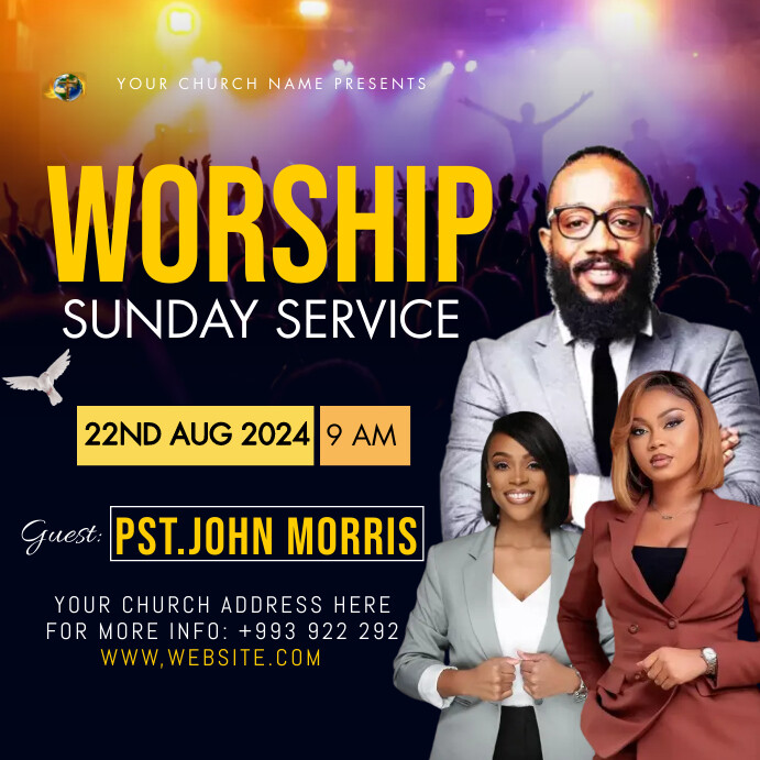 Worship sunday service Template | PosterMyWall