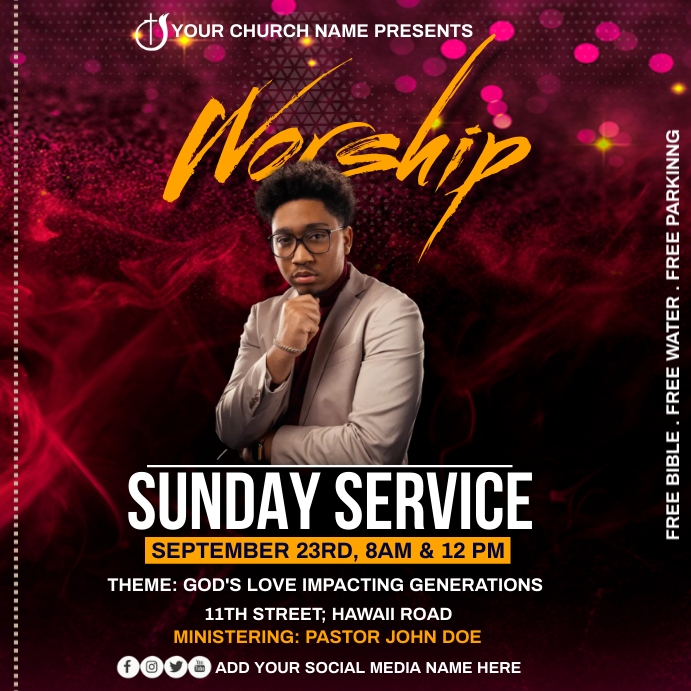 Plantilla de Del Servicio Dominical de Adoración | PosterMyWall