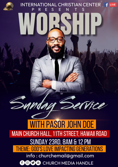worship sunday service Template | PosterMyWall