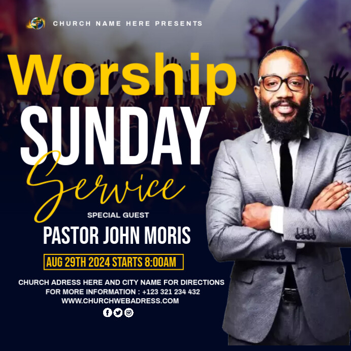 Worship sunday service Template | PosterMyWall