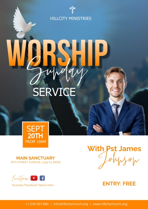 worship sunday service Template | PosterMyWall