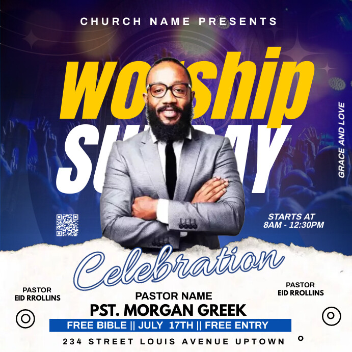 Worship sunday service Template | PosterMyWall