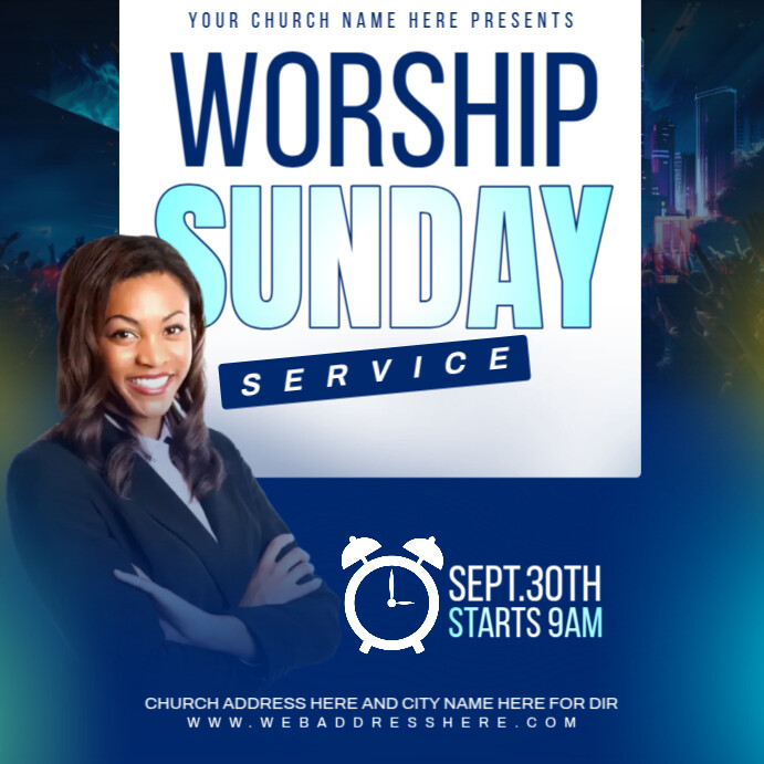 Plantilla de Worship Sunday service flyer | PosterMyWall