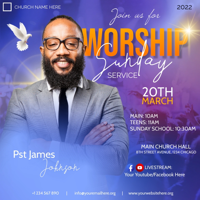 Brosur Layanan Ibadah Minggu Templat | PosterMyWall